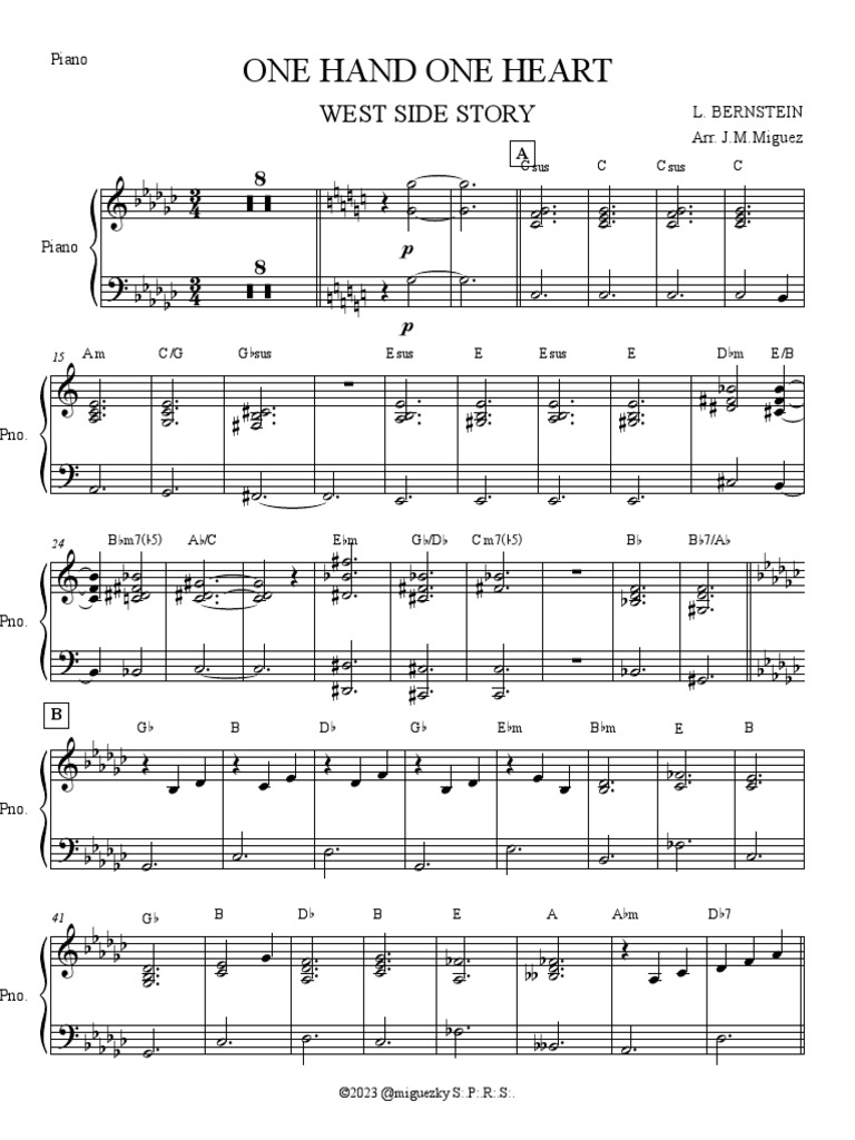 one hand one heart - Piano | PDF