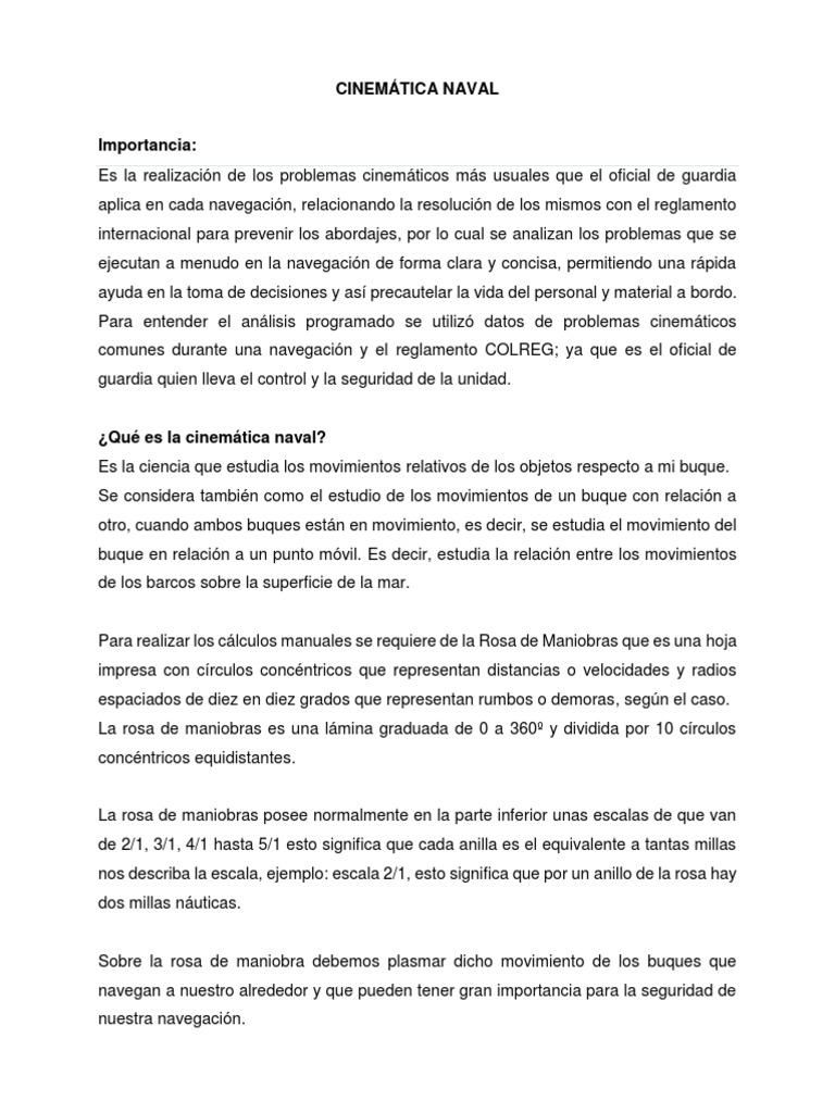 Cinemática Naval Resumen | PDF | Cinemática | Velocidad