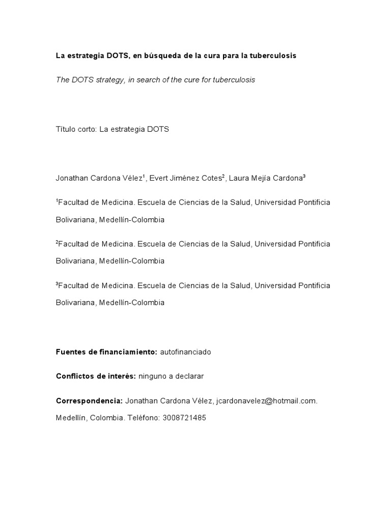 Estrategia DOTS en Tuberculosis | PDF