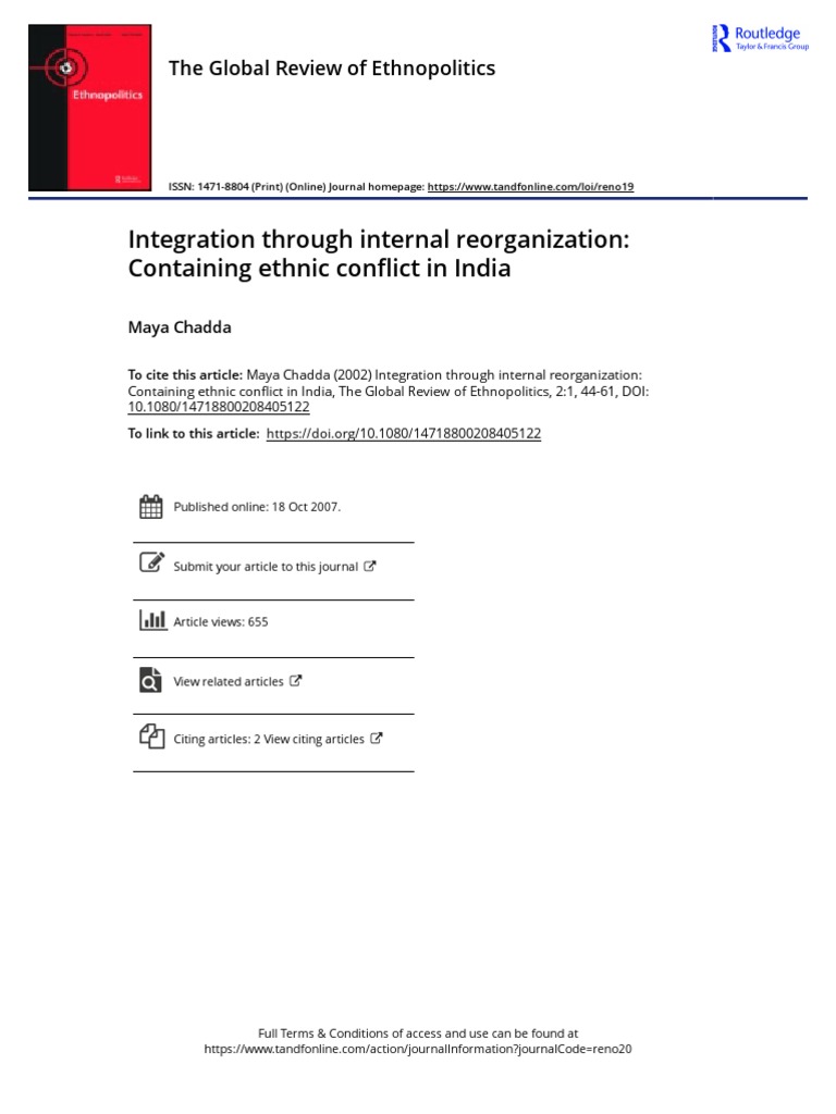 Integration Through Internal Reorganization Containing Ethnic Conflict in India | PDF | Indian ...
