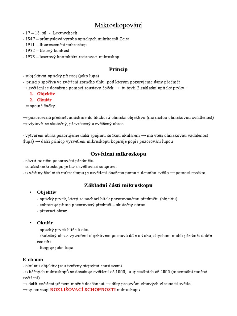 Mikroskopování - Hotovo | PDF