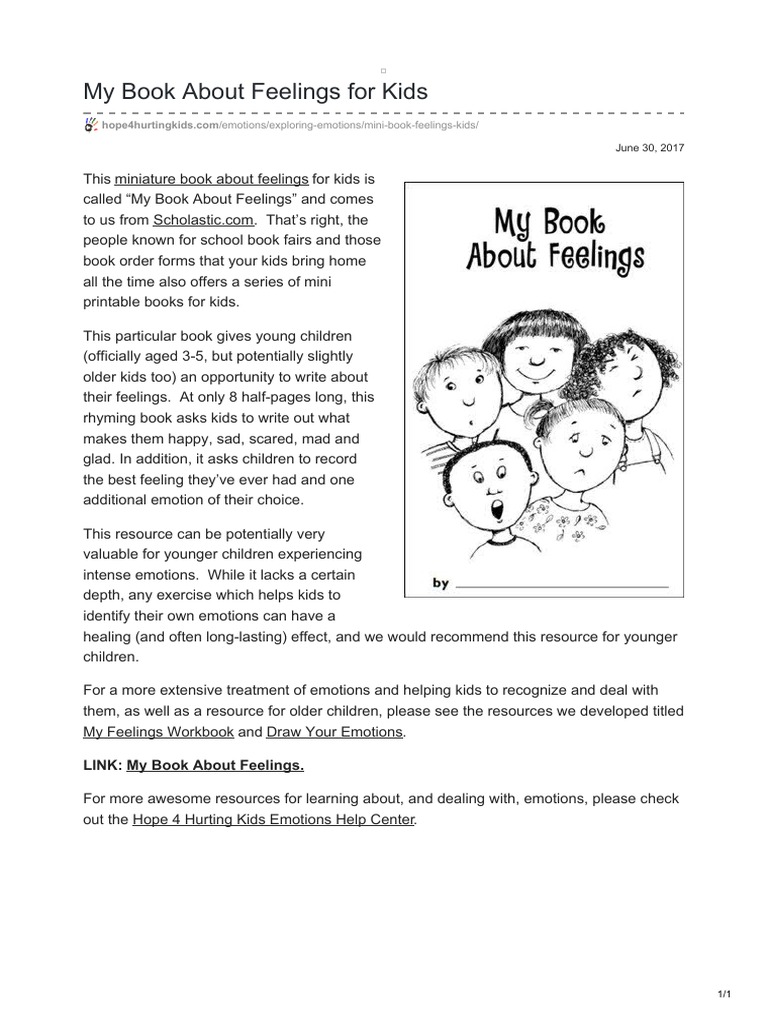 Kids' Feelings Mini Book Guide | PDF | Self-Improvement
