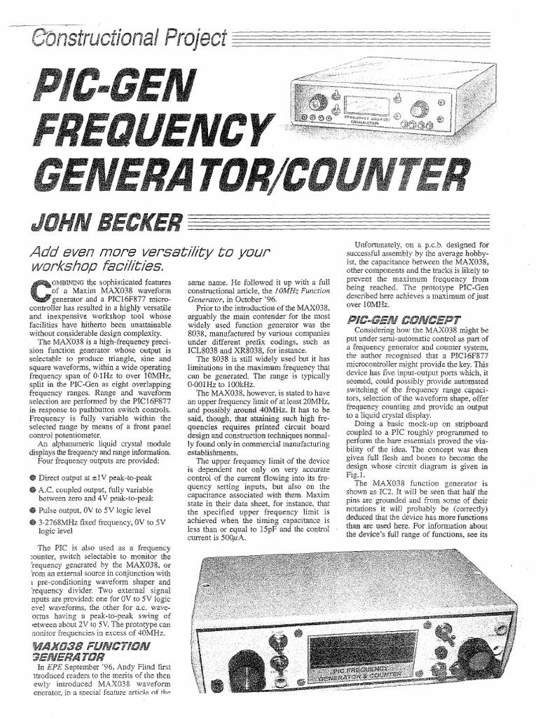 PIC-Gen Frequency Generator-Counter | PDF