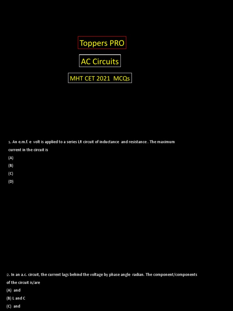 AC 2021 Pyq Mht-Cet MCQ | PDF