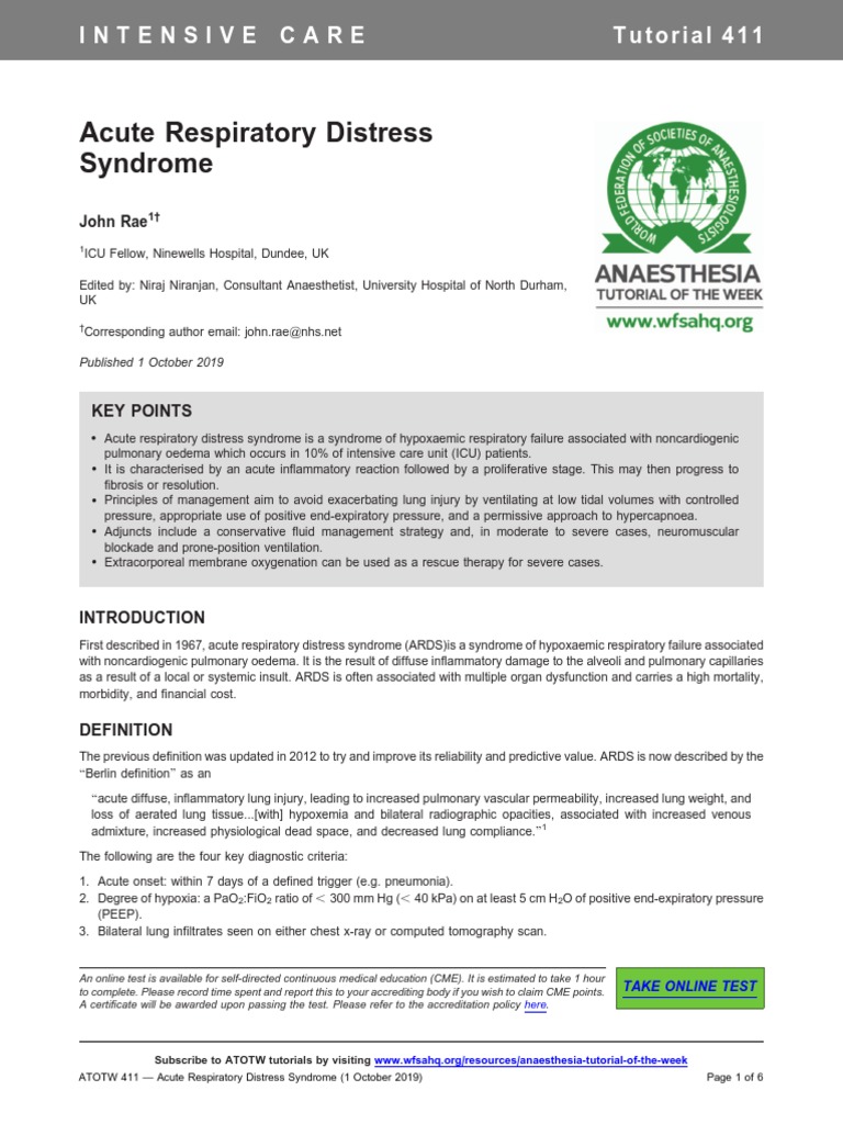 Acute Respiratory Distress John Rae 2019 | PDF | Diseases And Disorders ...