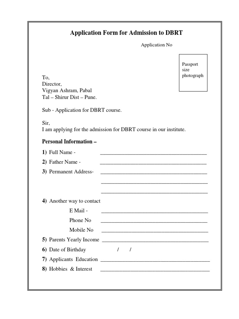 Application For DBRT Course | PDF | Business | Finance & Money Management