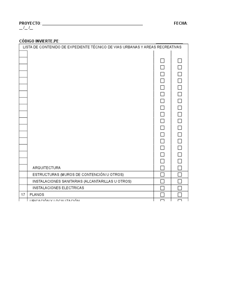 Check List de Contenido de Expediente Tecnico | PDF | Informática | Tecnología