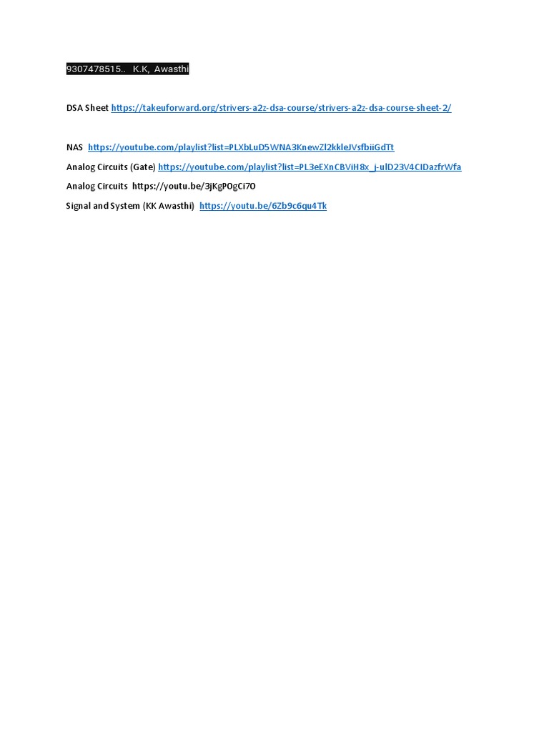 Comprehensive DSA & Circuit Resources | PDF