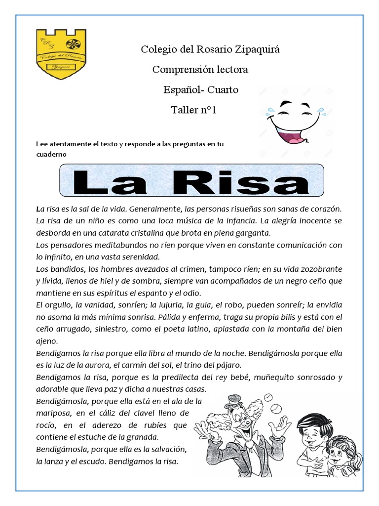 Ficha La Risa para Cuarto de Primaria | PDF | Estudios de idiomas extranjeros | Poesía