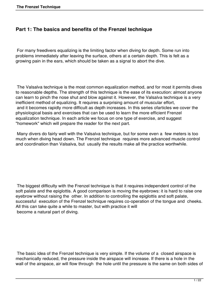 Mastering the Frenzel Technique | PDF | Human Nose | Breathing