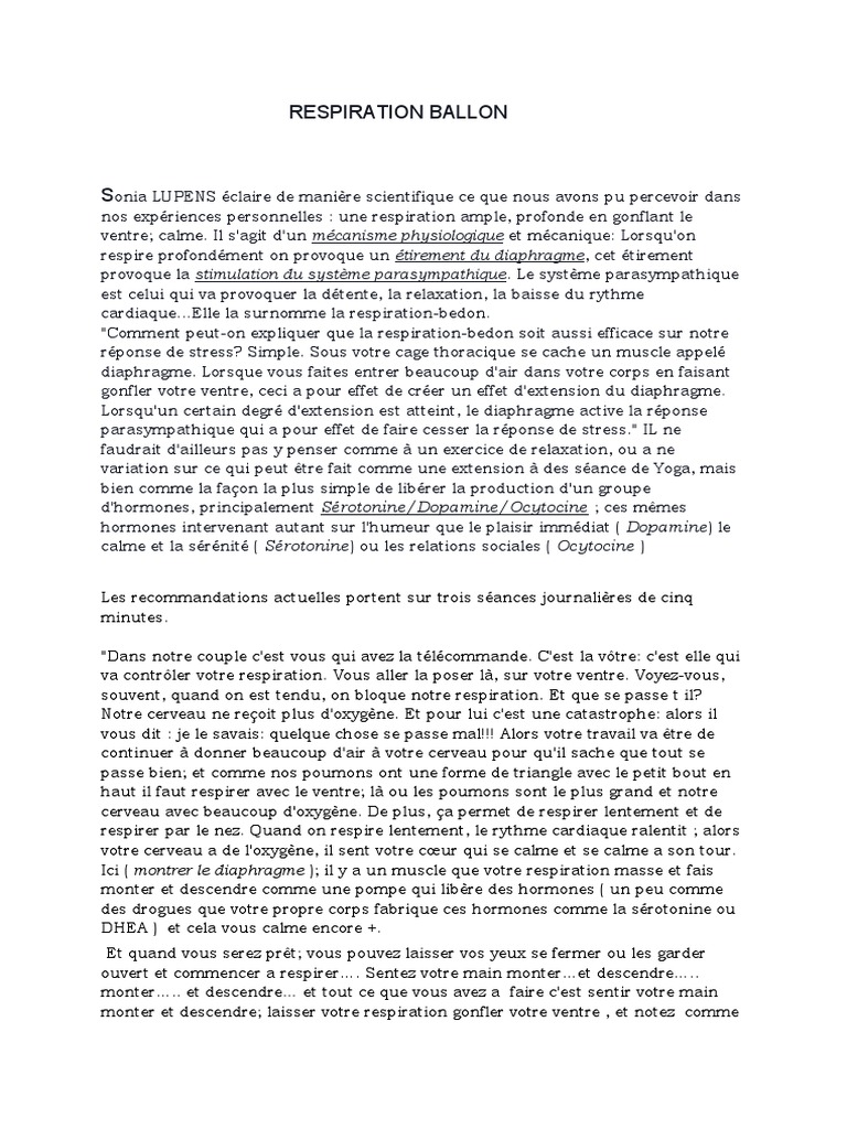 Respiration Ballon | PDF | Stress (Biologie) | Cœur