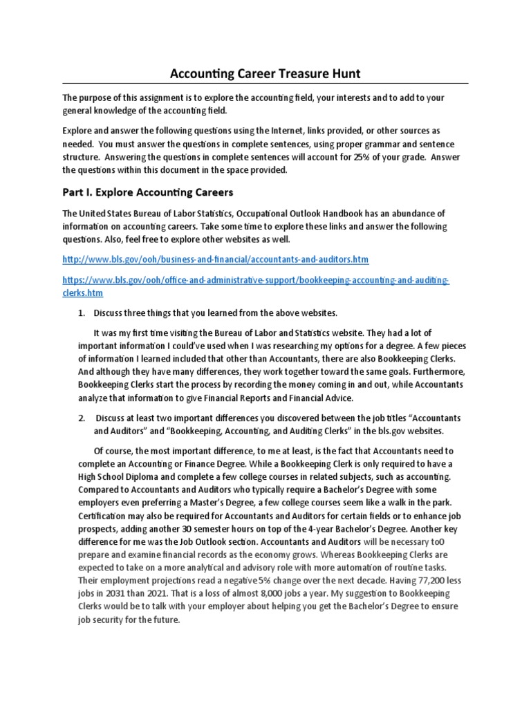 Accounting Career Treasure Hunt | PDF | Accounting | Audit
