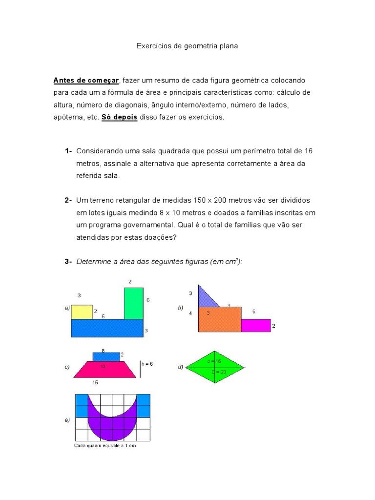 Exercícios de Geometria Plana | PDF