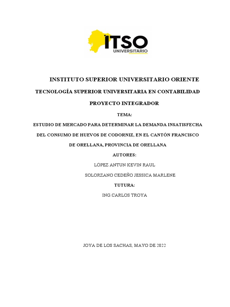 Proyecto Capitulo III Kevin Lopez, Jessica Solorzano | PDF | Huevo como ...