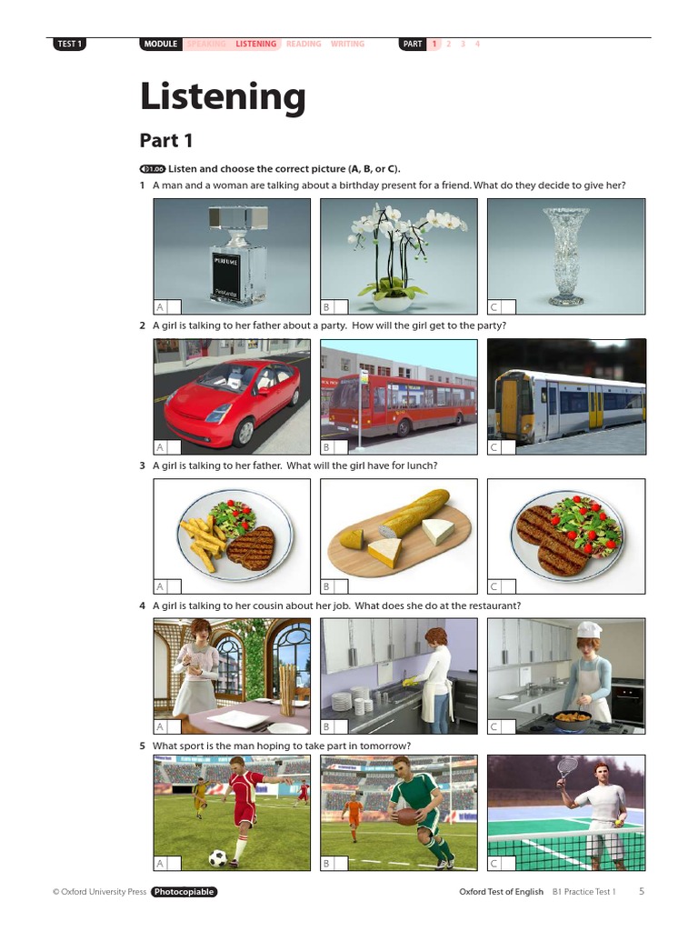 Oxford B1 Listening Practice Test Pdf