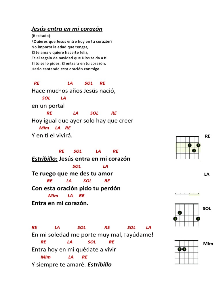 Jesús Entra en Mi Corazón Cancion | PDF