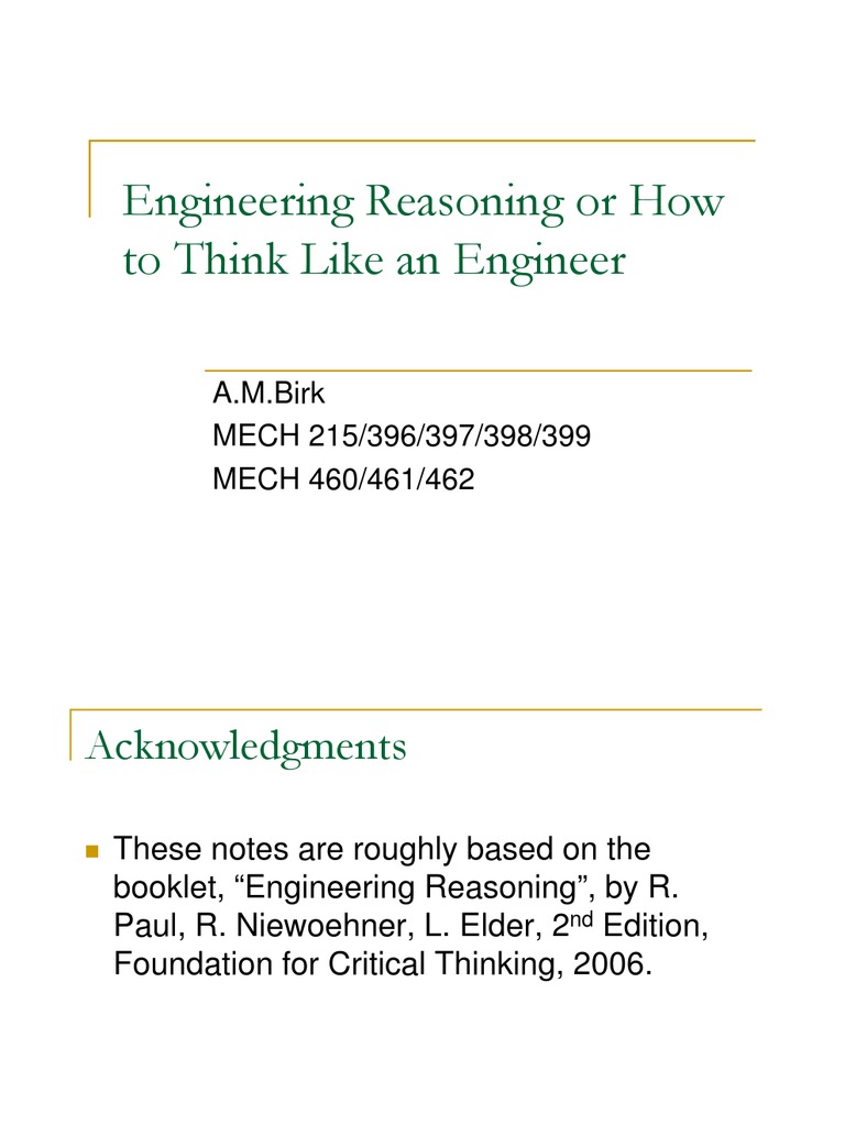 Engineering Reasoning | PDF | Accuracy And Precision | Critical Thinking