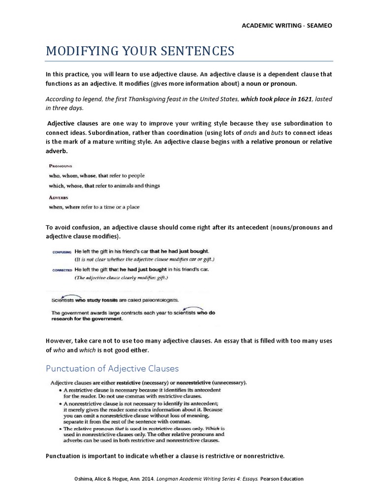 4. MODIFYING YOUR SENTENCES | PDF