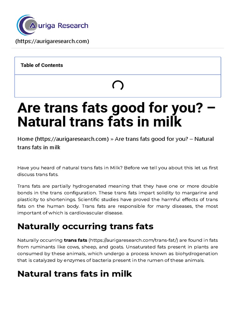 Natural Trans Fats in Milk - Are Trans Fats Good For You | Download ...