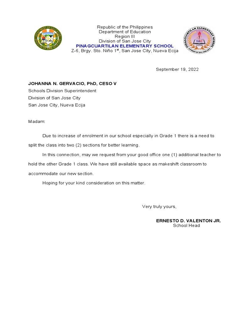 Letter of Additional Teacher | PDF