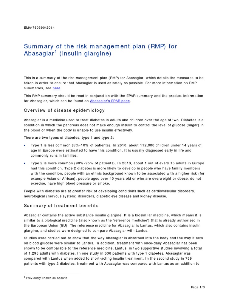 Abasaglar RMP Summary: Safety & Risks | PDF | Causes Of Death ...