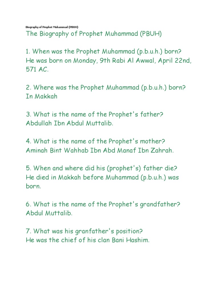 Biography of Prophet Muhammad (PBUH) | PDF | Ali | Muhammad