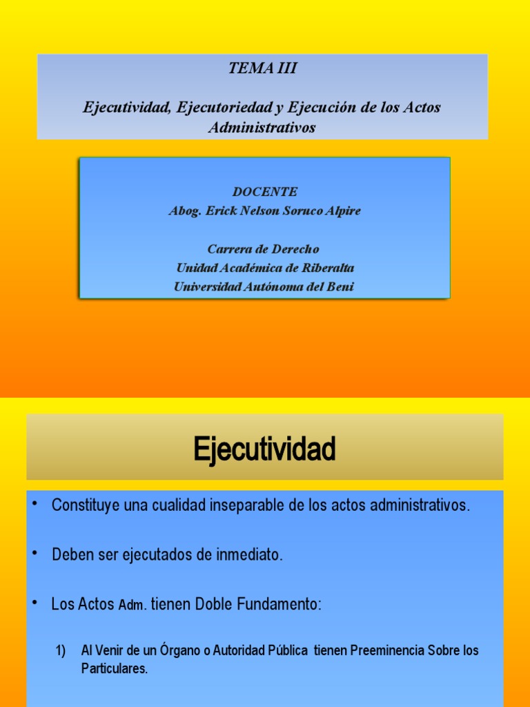 Tema 3 Ejecutividad, Ejecutoriedad y Ejecución de Los Act. Adm. | PDF