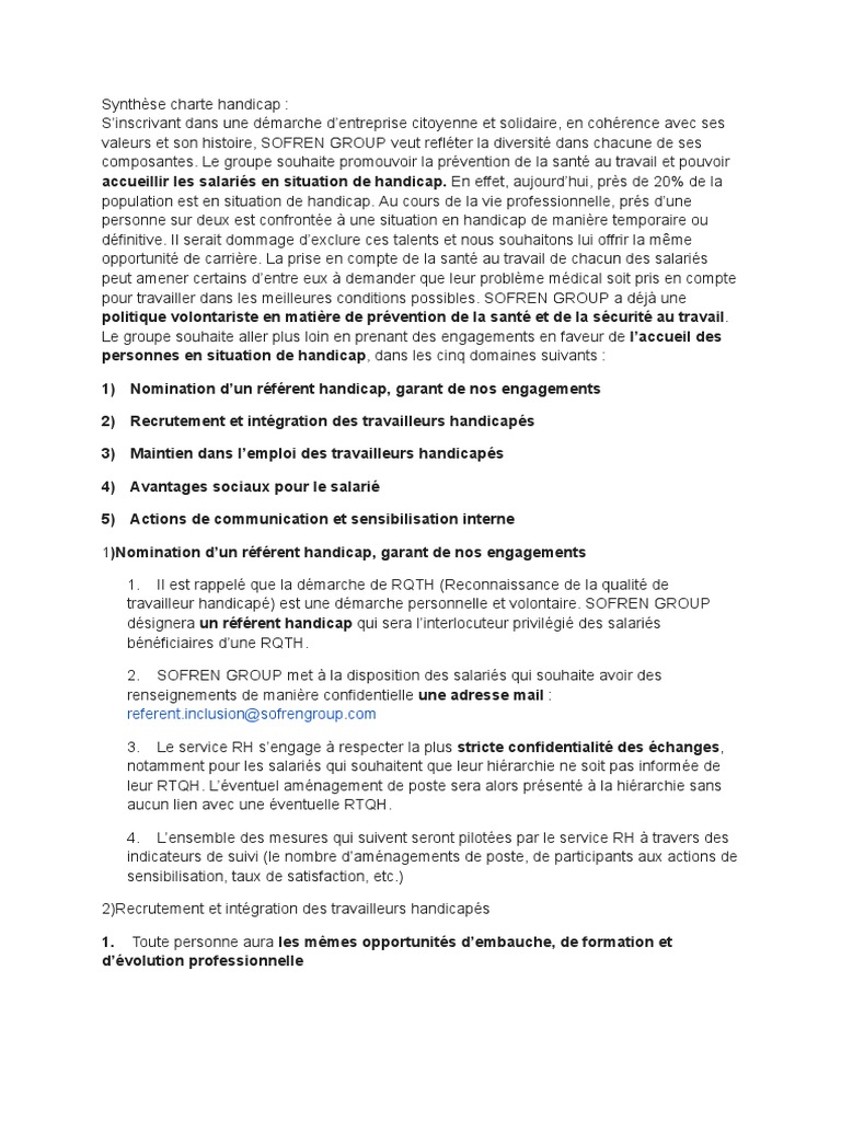 Synthèse Charte Handicap | PDF