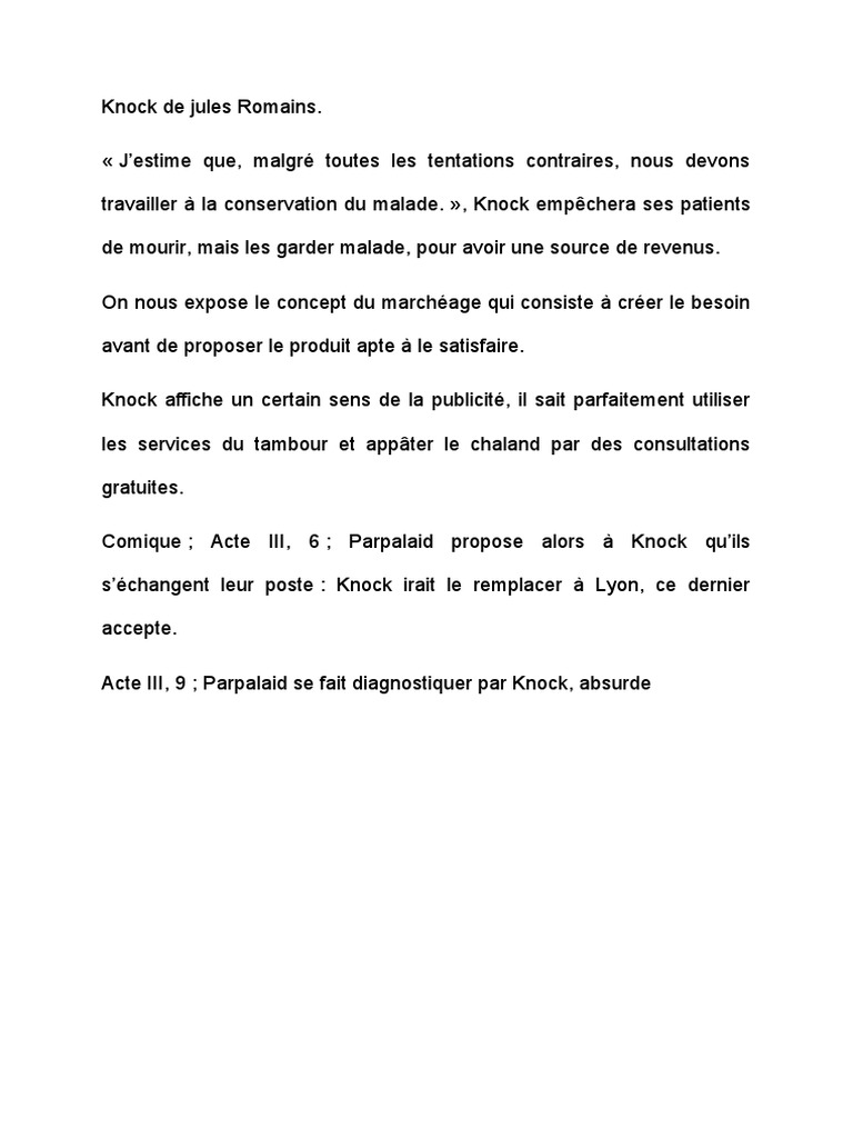 Knock de Jules Romains | PDF