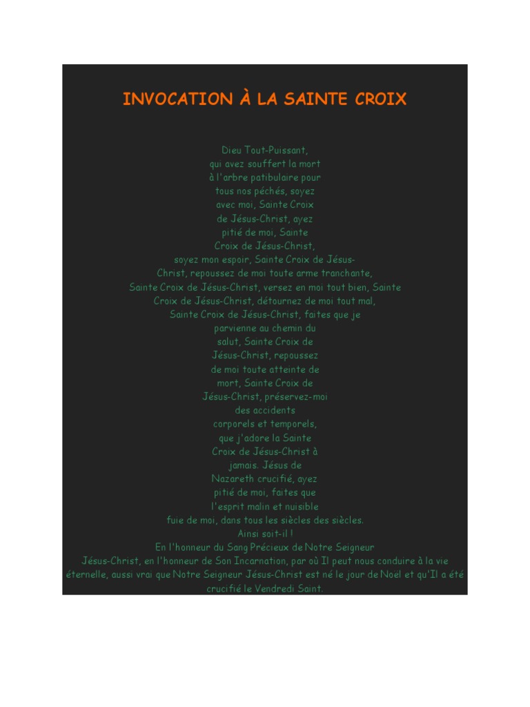 INVOCATION À LA SAINTE CROIX | PDF