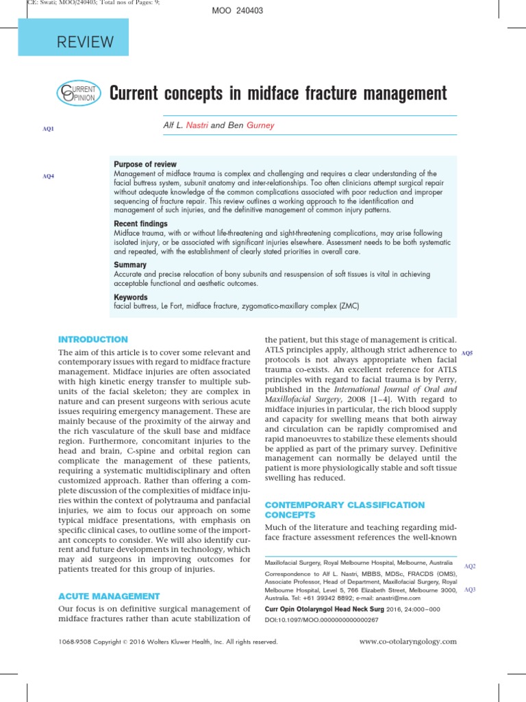 Current Concepts in Midface Fracture Management | PDF | Surgery | Skull
