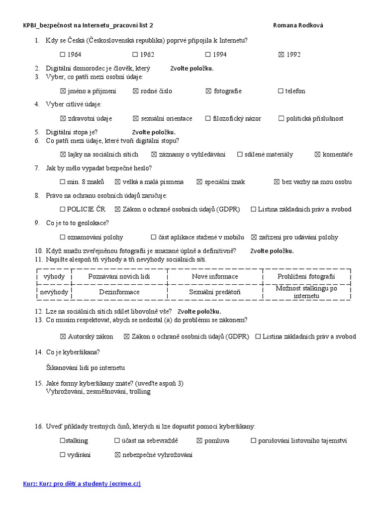 KPBI - Pracovní List - 2 | PDF