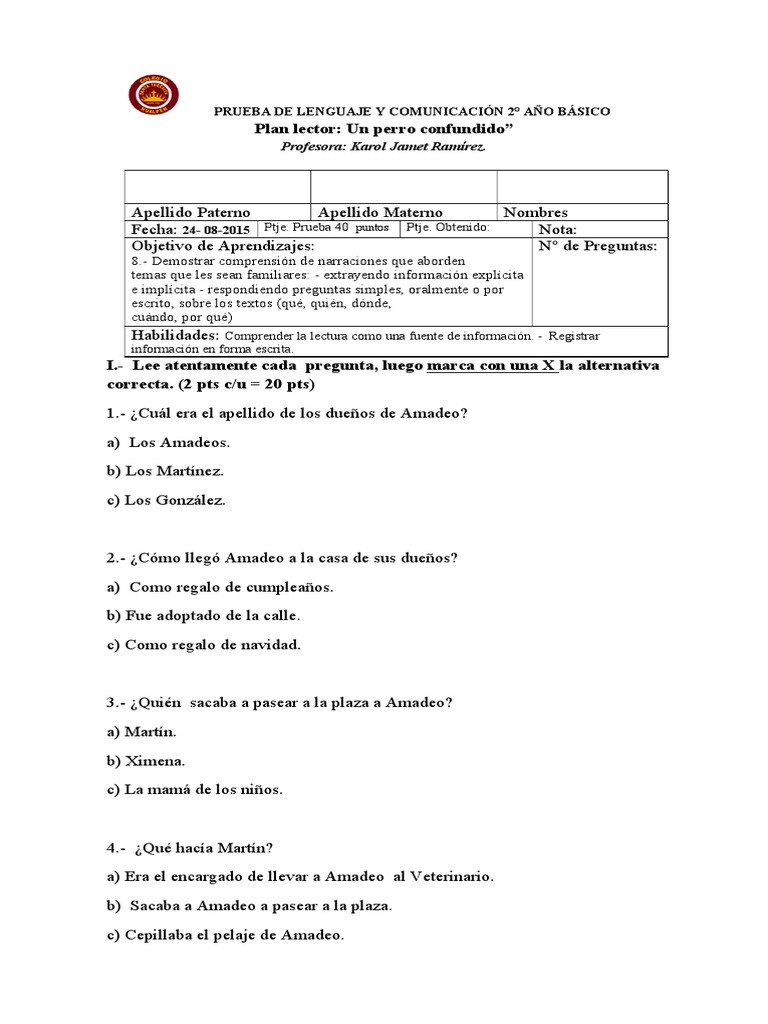 Prueba Un Perro Confundido | PDF