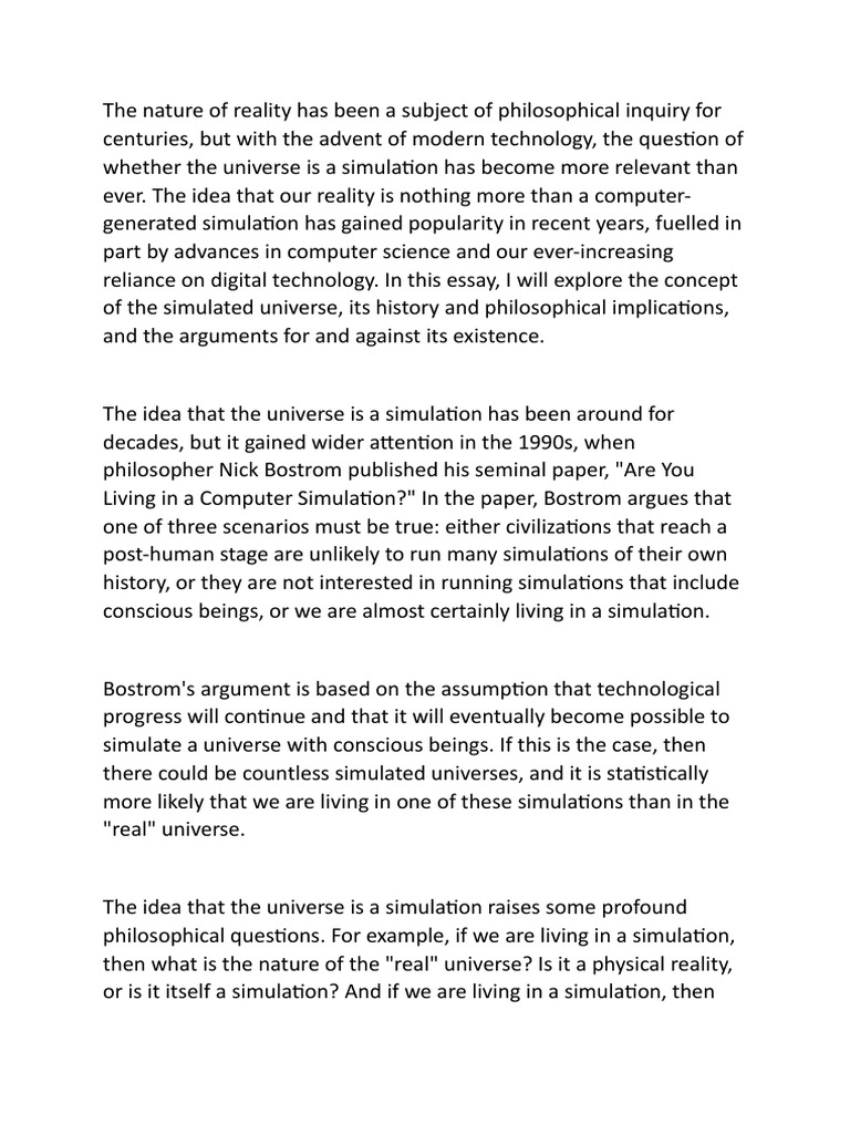 Is the World a Simulation | PDF | Reality | Consciousness