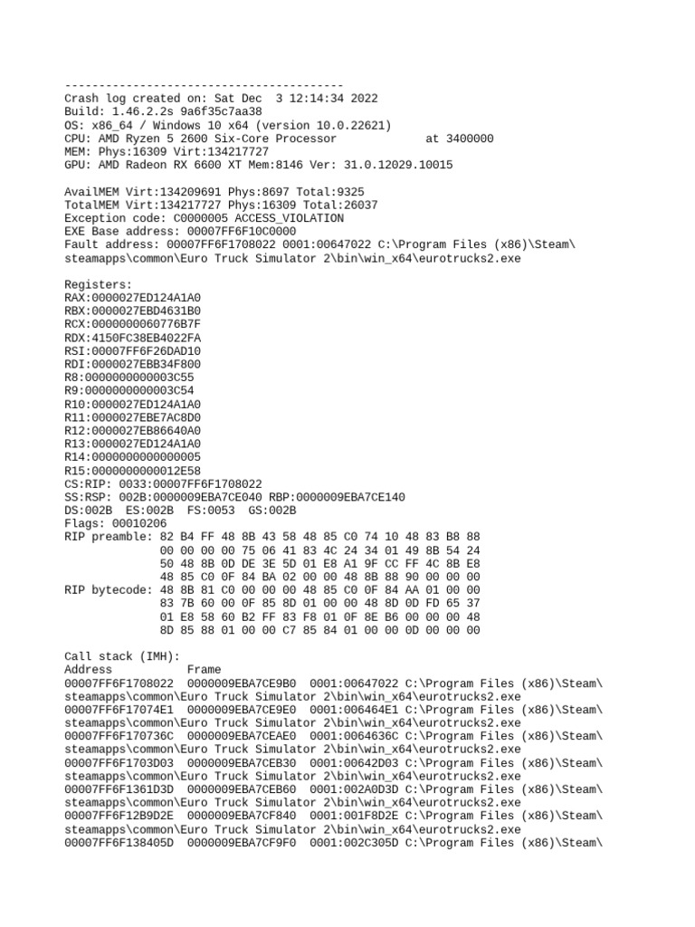 Game Crash | PDF | Operating System Technology | Computer Architecture