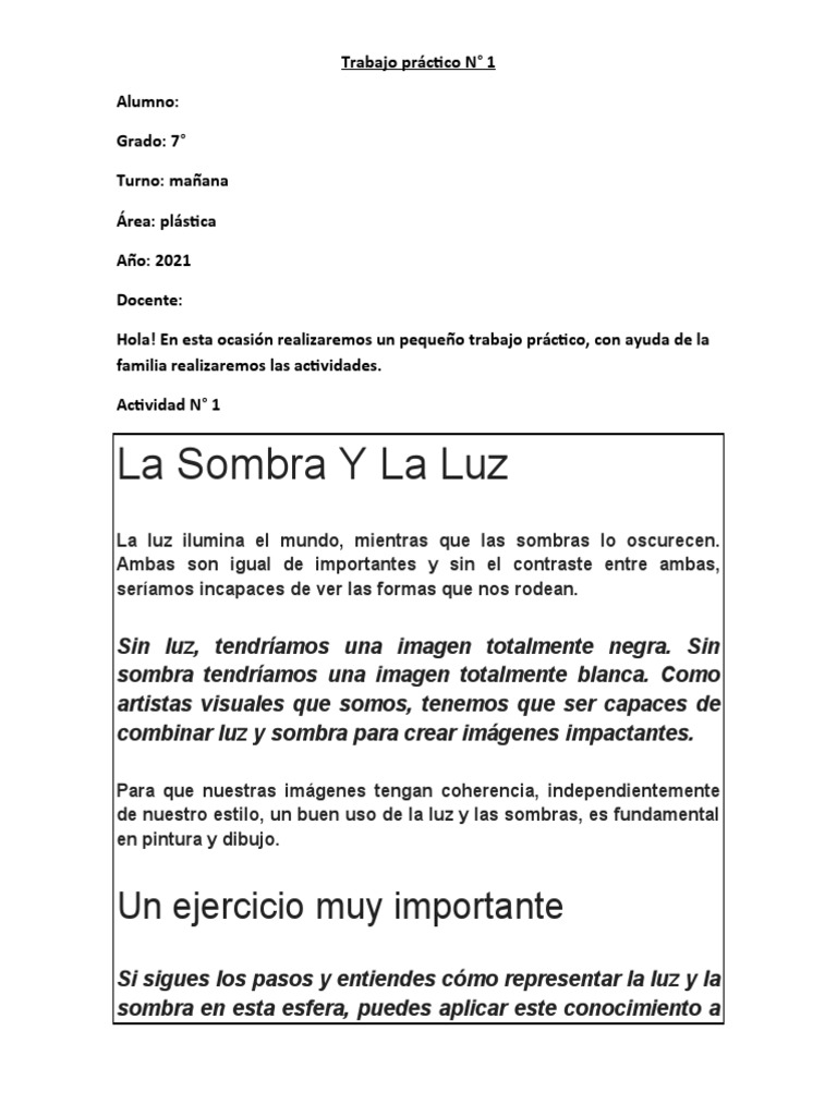 Trabajo Practico N 1 7mo Plastica | PDF | Sombra Trabajo Practico N 1 7mo Plastica | PDF | Sombra