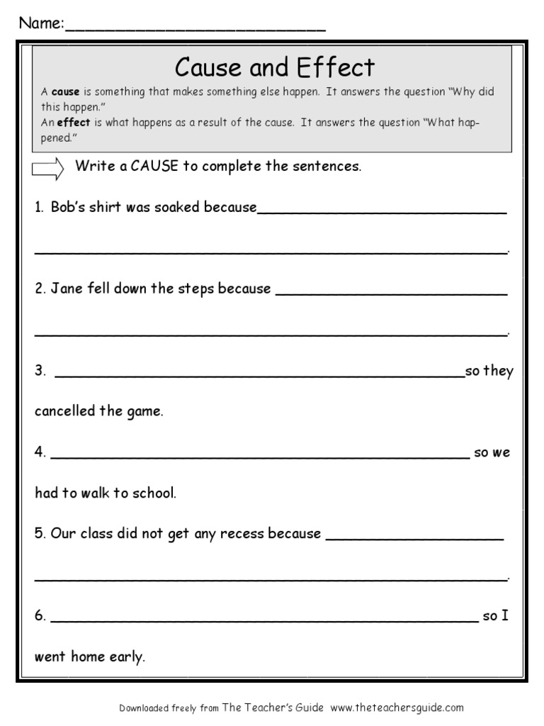Cause and Effect Exercise | PDF