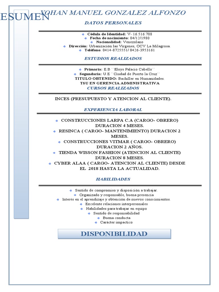 CURRICULO Yohan | PDF