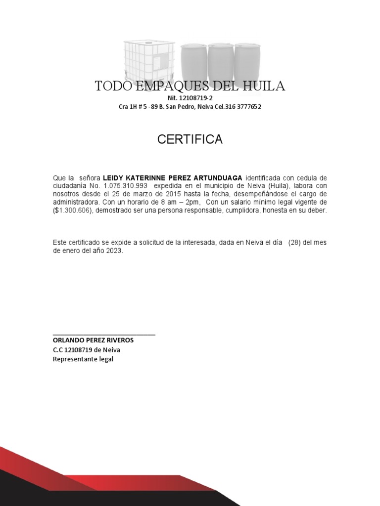 Certificacion Laboral | PDF