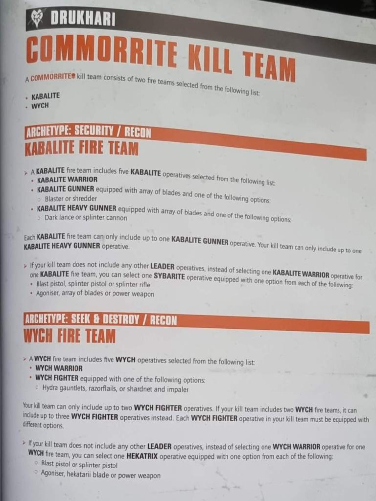 Aeldari - Commorrite (Drukhari) Kill Team | PDF