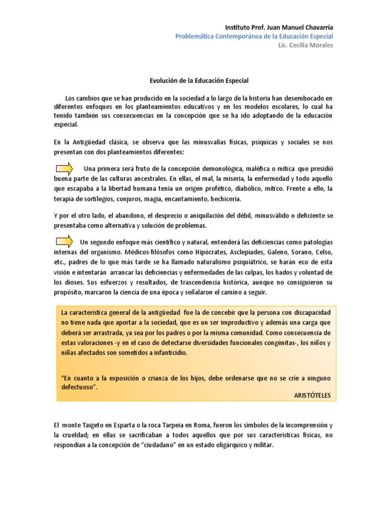 Historia de La Educación Especial. | PDF | Educación especial | Invalidez