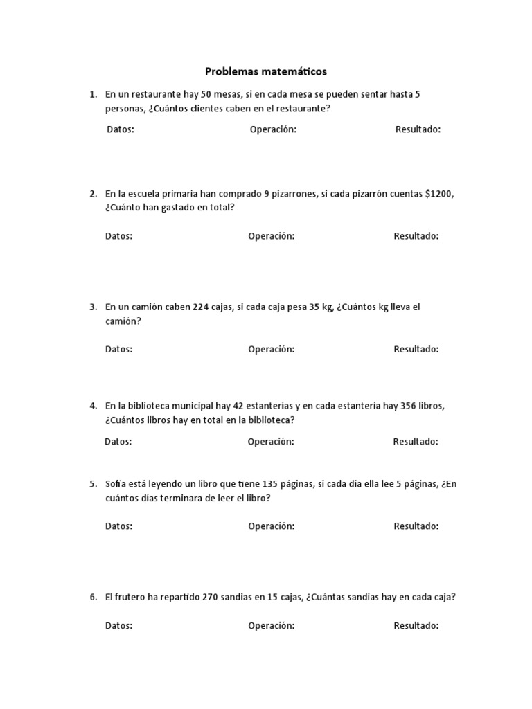 Problemas Matemáticos 3A | PDF