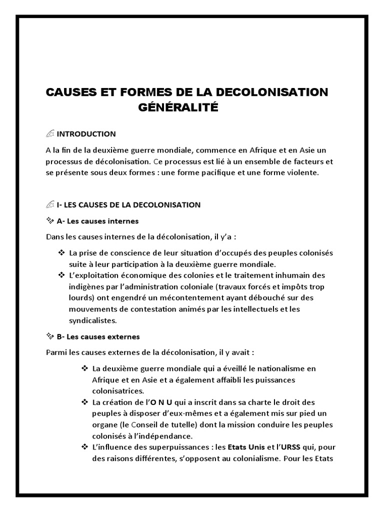 Causes Et Formes de La Decolonisation | PDF