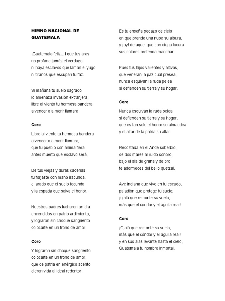 Himno Nacional de Guatemala | PDF