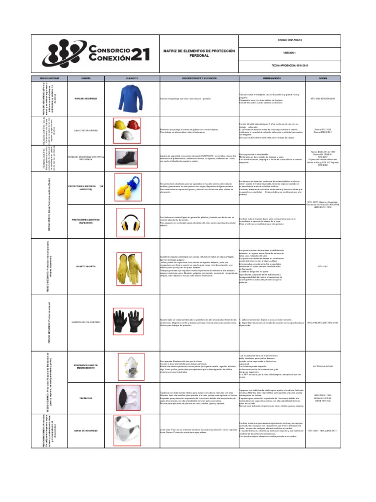 HSE-FOR-23 Matriz EPP | PDF | Guante | Gel