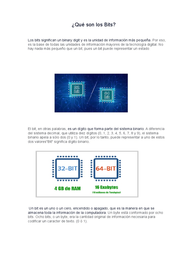 Qué Son Los Bits. | PDF | Informática | Tecnología