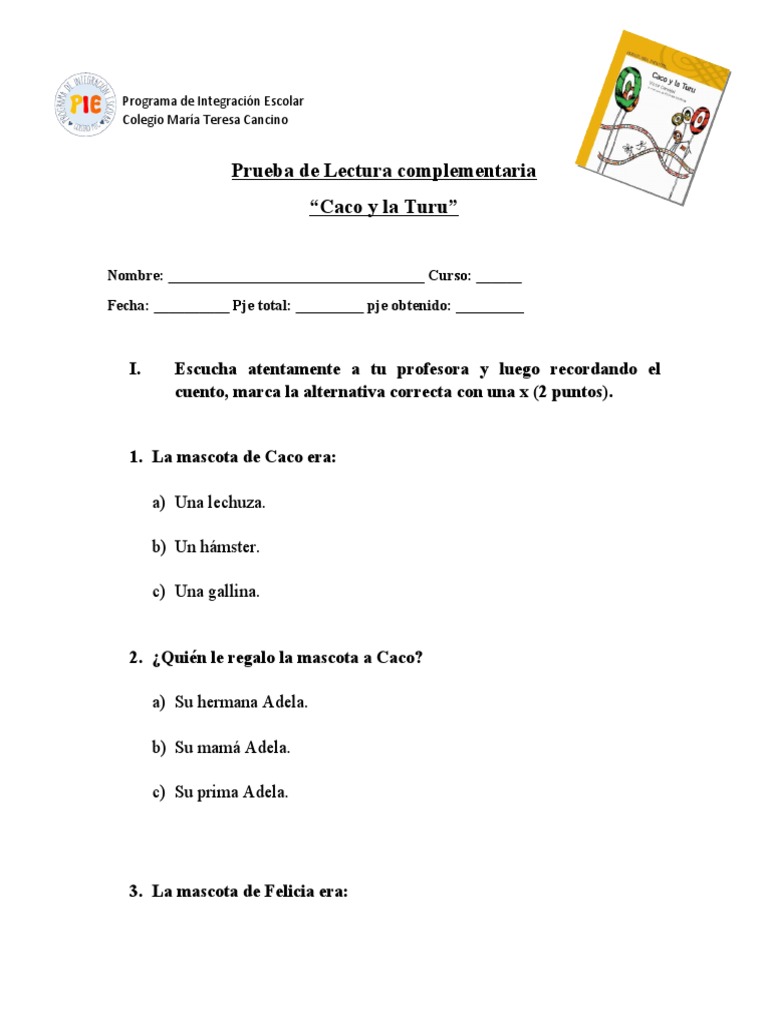 Prueba de Caco y La Turu | PDF