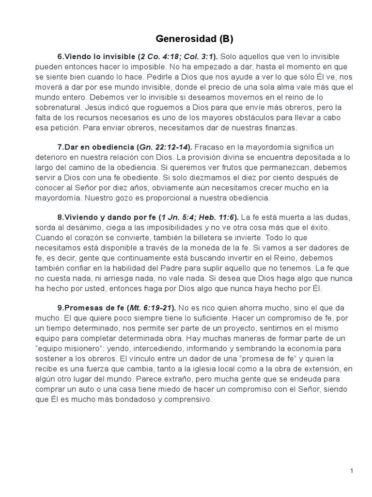 Generosidad Parte B Pdf