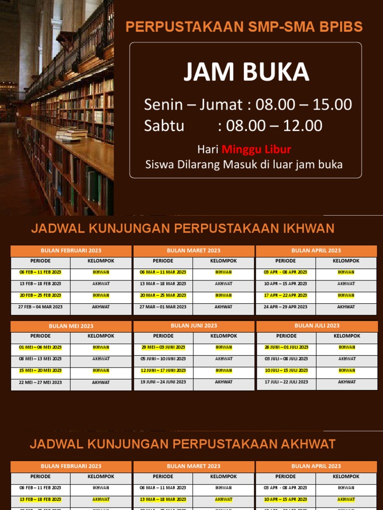 Jadwal Perpustakaan 2023 | PDF