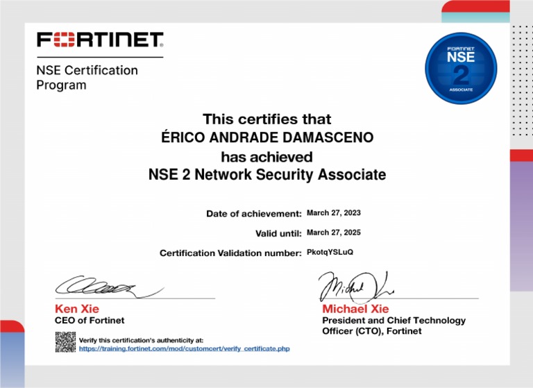 Érico Andrade Damasceno NSE 2 Certification | PDF